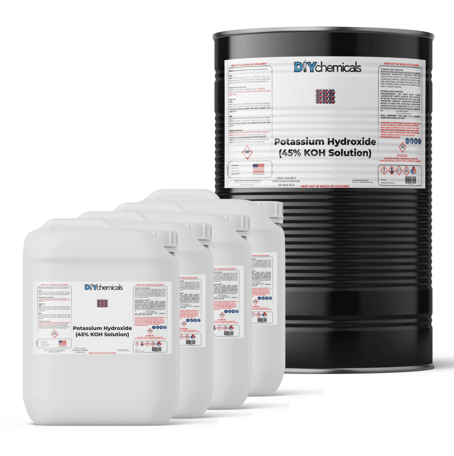 Potassium Hydroxide Liquid (KOH) - 45% Concentration DIYChemicals